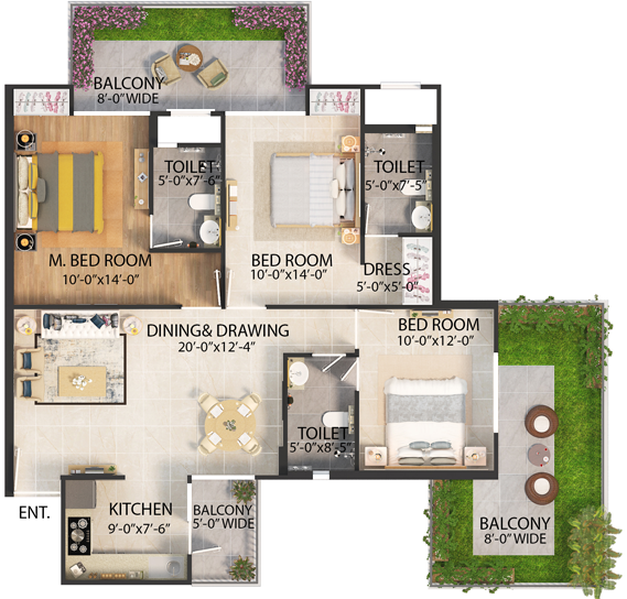 3 BHK Flats in Raj Nagar Extension| Floor Plan - Flats in Ghaziabad